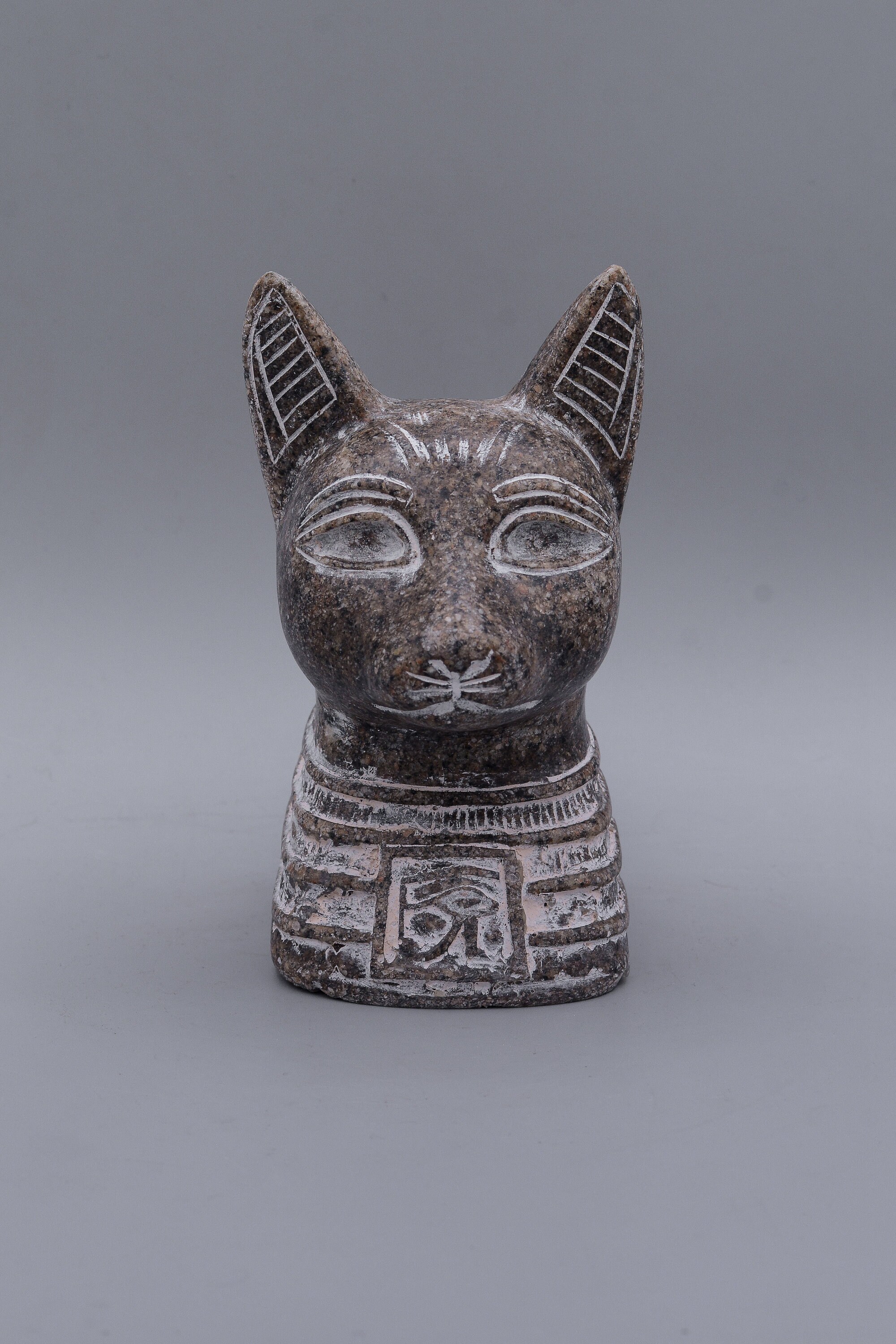 Unique statuette goddess bastet head 3 style granite marble | Etsy