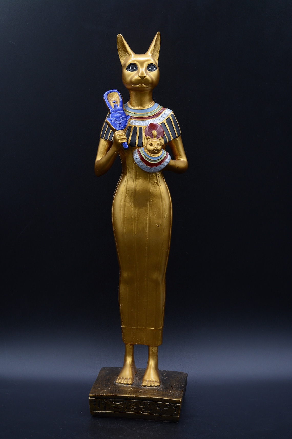 Statue de la déesse égyptienne Bastet Joy Love Music Family Royal Ankh ...