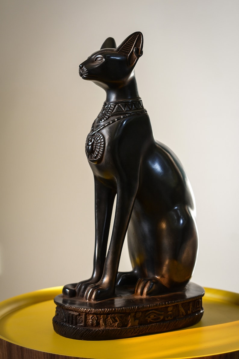 Unique Goddess Bastet Cat Large Statue Black With Scarab on - Etsy
