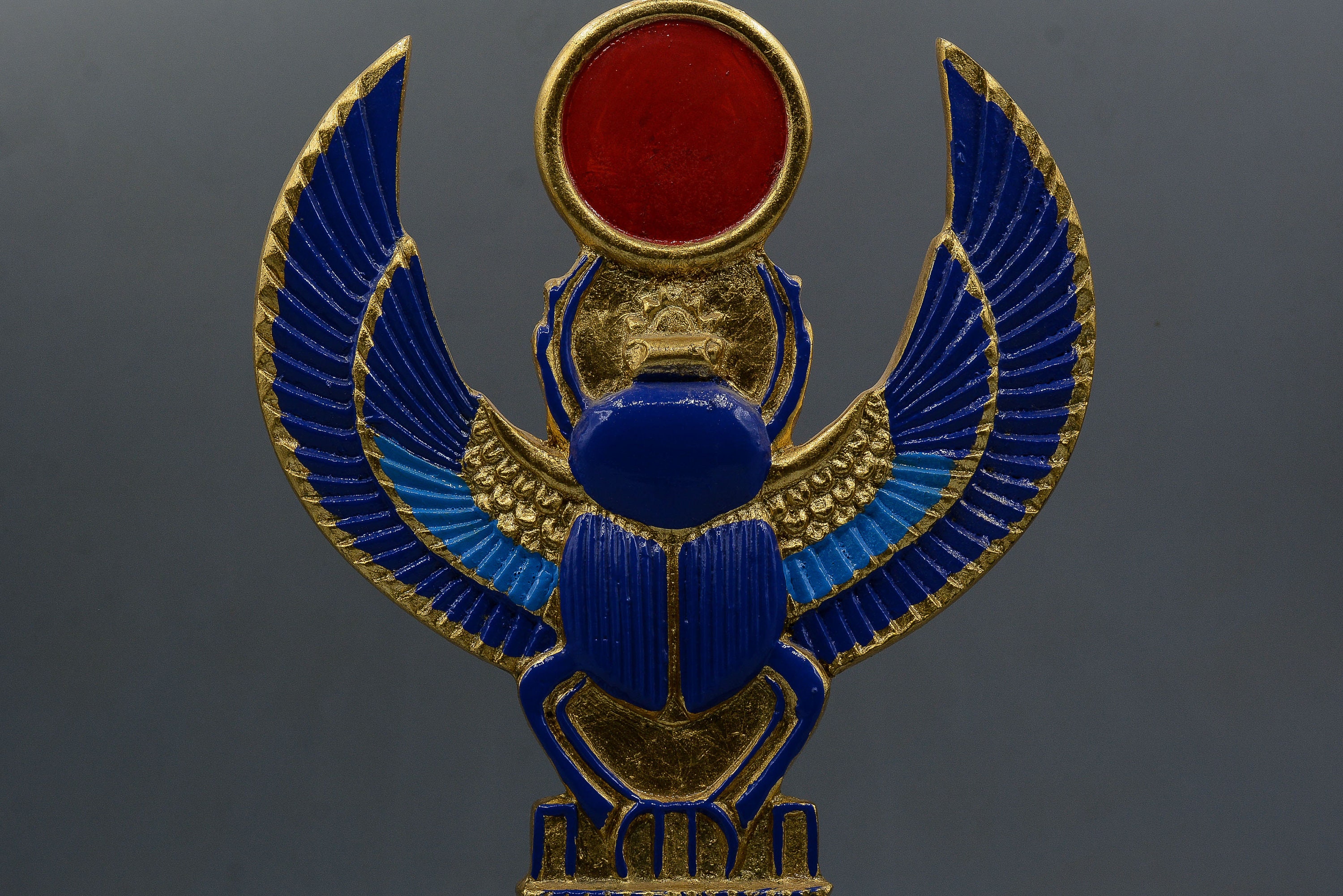 Winged SCARAB BEETLE Khepri With a Sun Disk Above Its Head EGYPTIAN Art ...