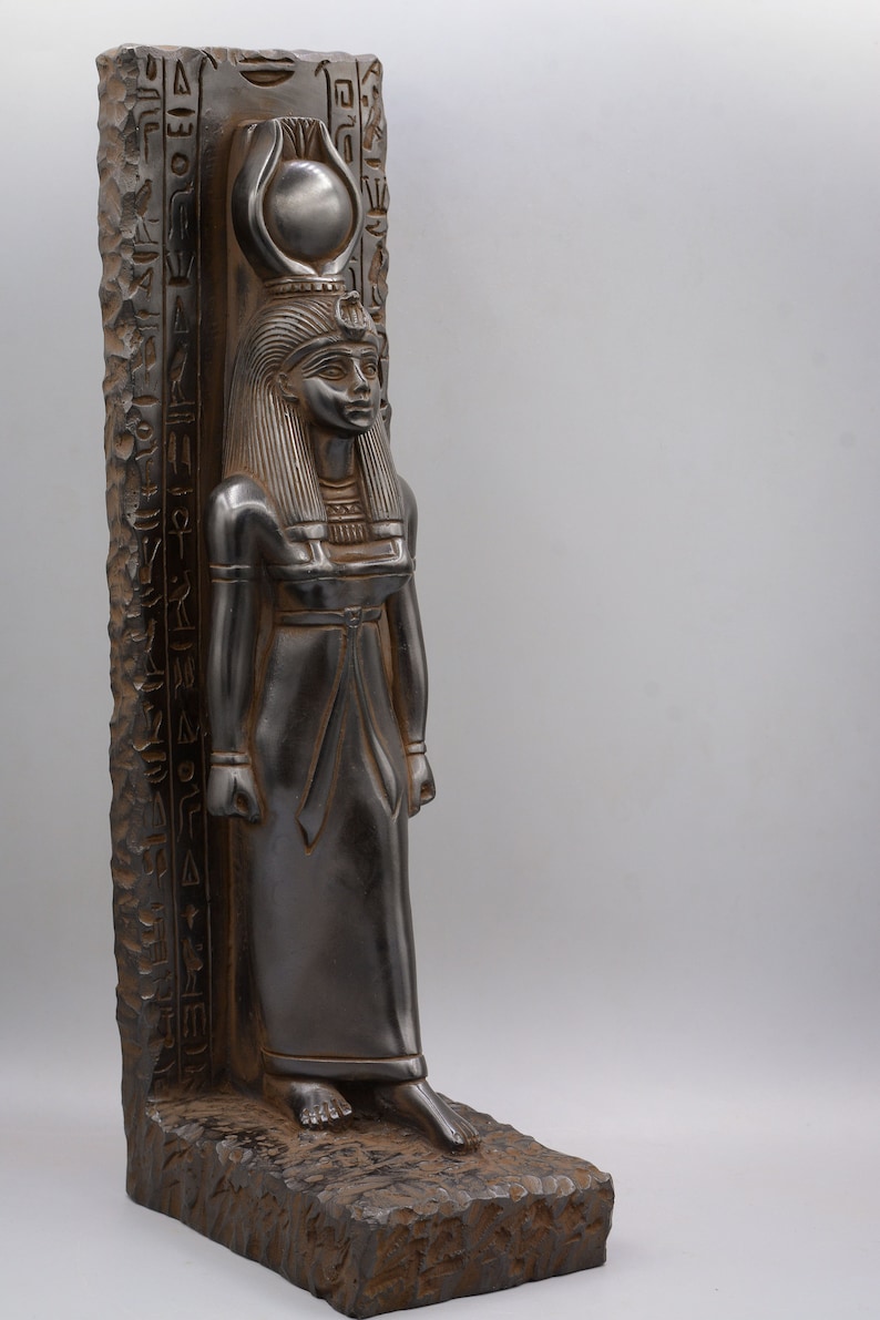Goddess Isis Statue Large Stela Relief Heavy Black Sculpture With ...