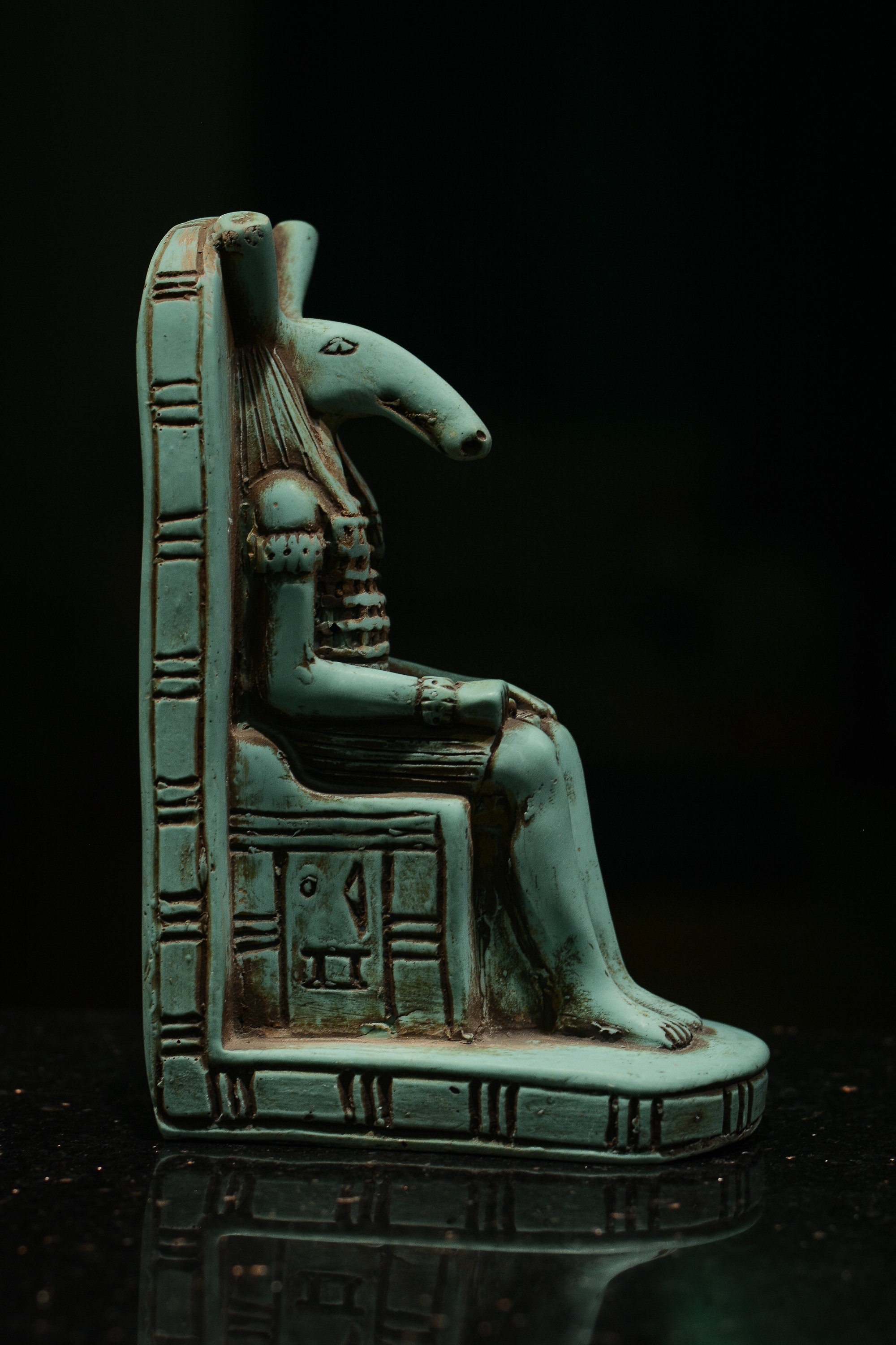 Statue Seth Seated God of Chaos Green Figurine Made in Egypt | Etsy