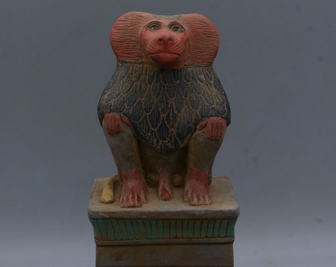 Statue of Seated Baboon Monkey Egyptian (moon God Thoth) and Wisdom ...