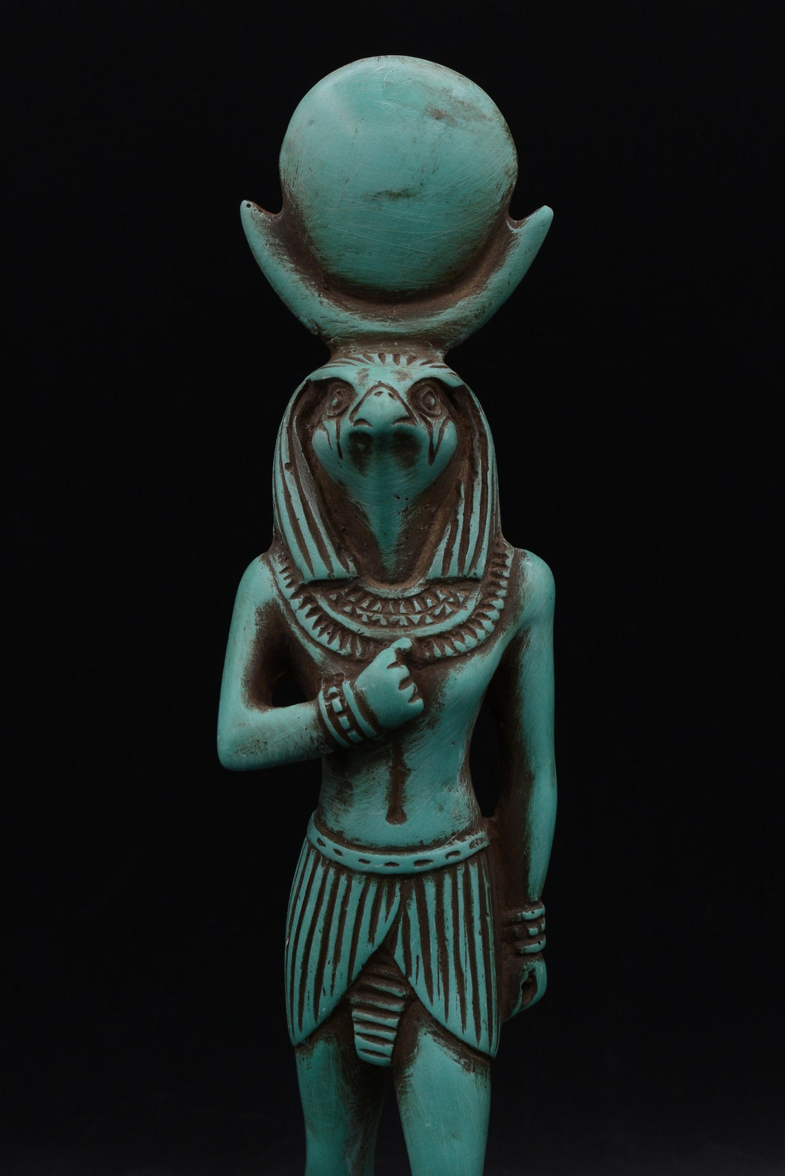 Statue of Ra Harakhte Sun God Crowned With a Solar Disk Green | Etsy