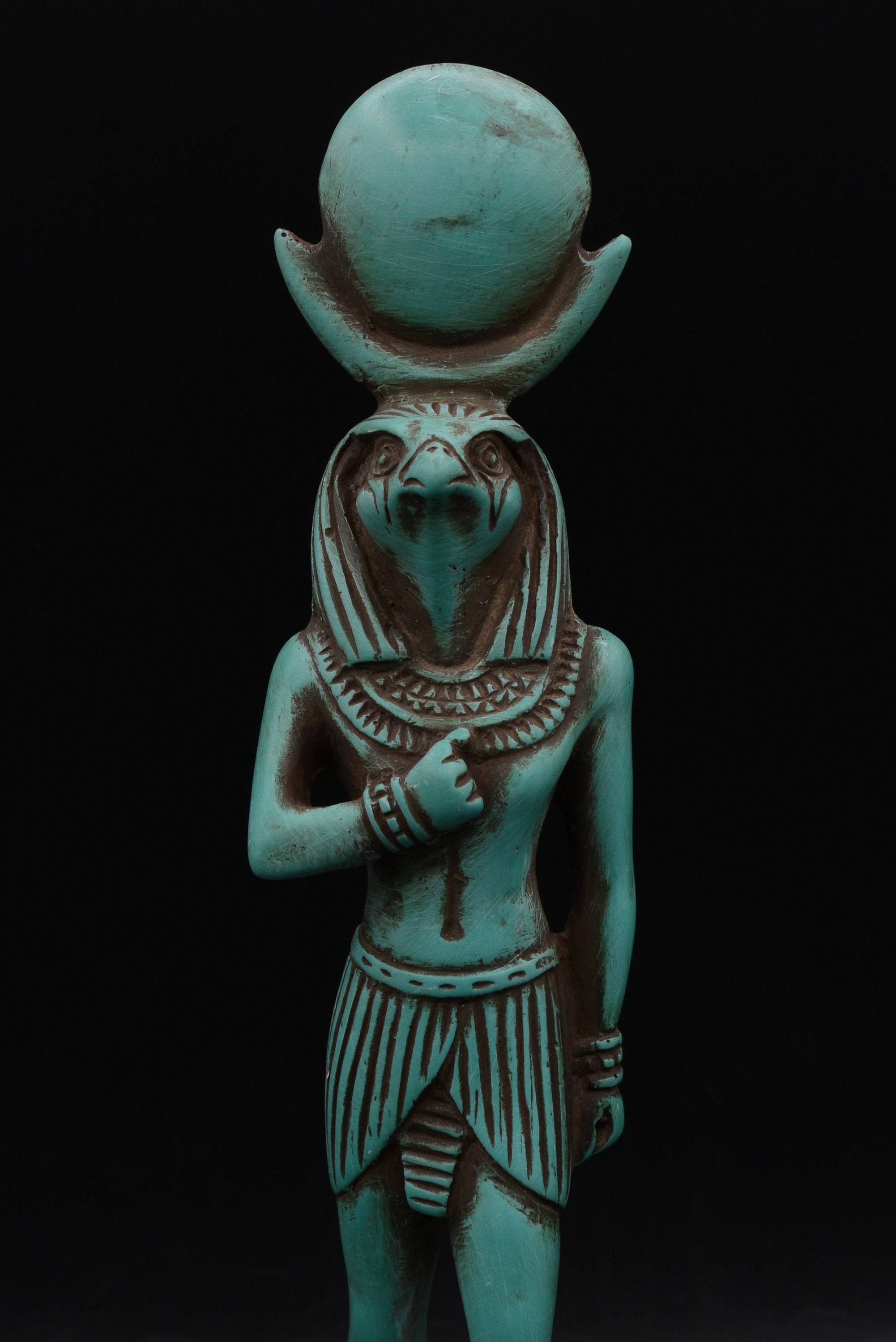 Statue of Ra Harakhte Sun God Crowned With a Solar Disk Green | Etsy