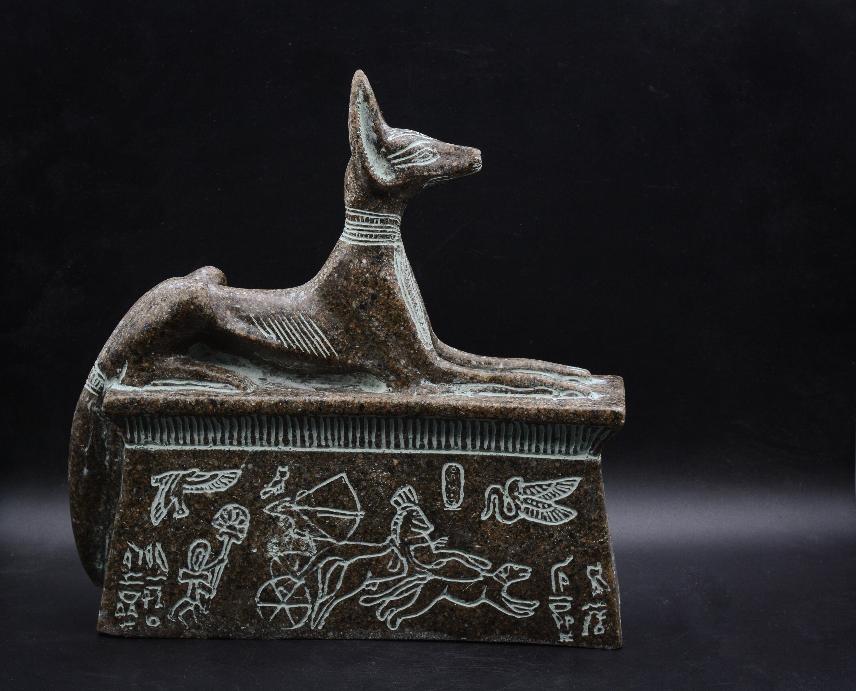Statue of Egyptian God Anubis 2 Style Heavy Granite Stone Made in Egypt ...