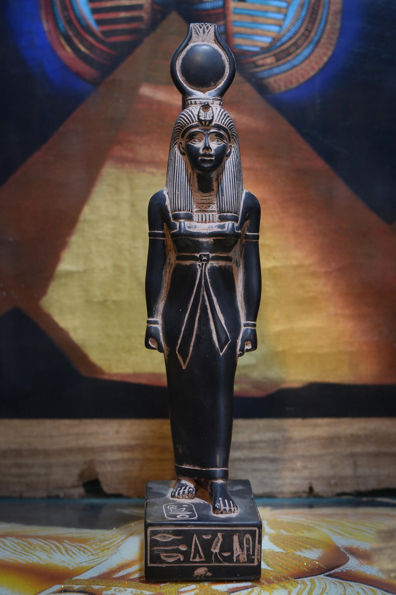 Statue of goddess Isis Sculpture black 2 style heavy stone | Etsy