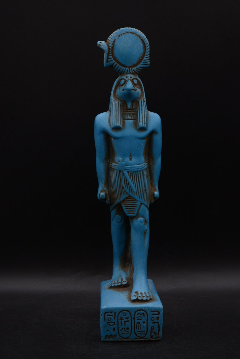 Statue of Ra Harakhte Sun God Crowned With a Solar Disk Blue Ancient ...