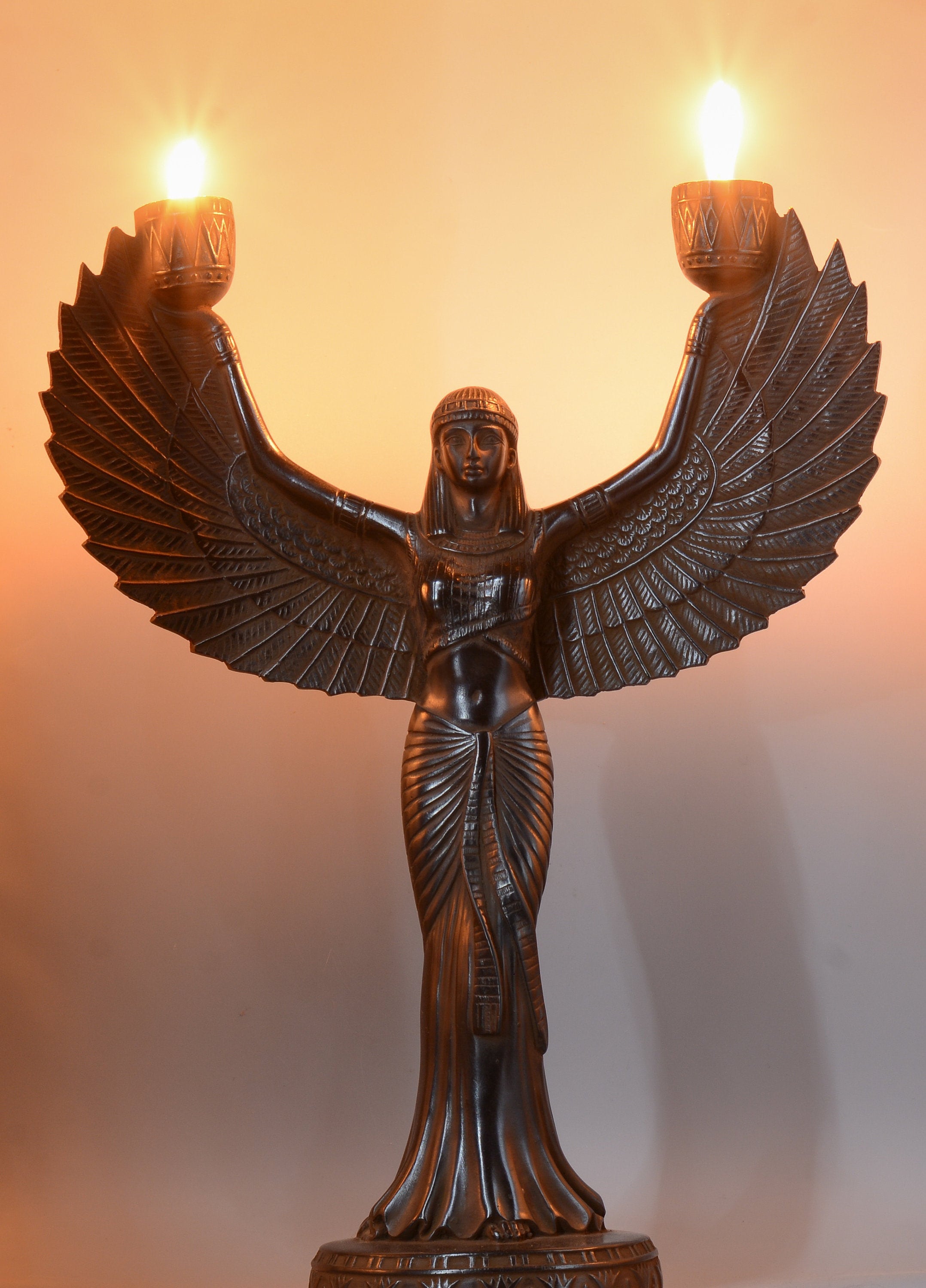 Art & Collectibles Isis Wings Goddess statue Sculpture black gold ...