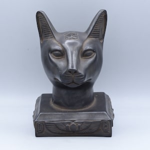 Statue of Egyptian Goddess Cat Bastet Head 3 Size Black Made in Egypt ...