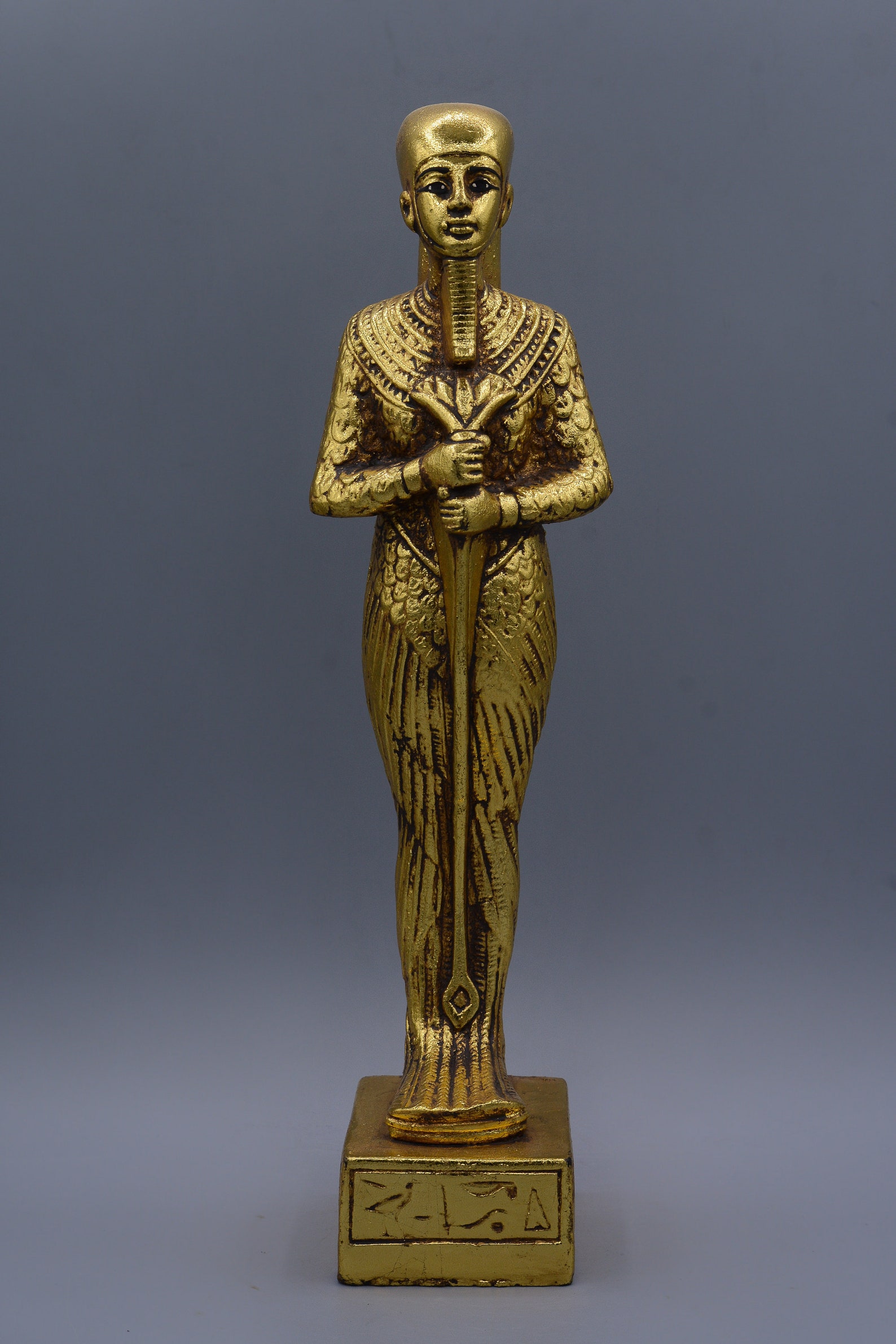 Statue God Ptah Hand Painted Golden Holding Was Scepter 2 Style Heavy ...