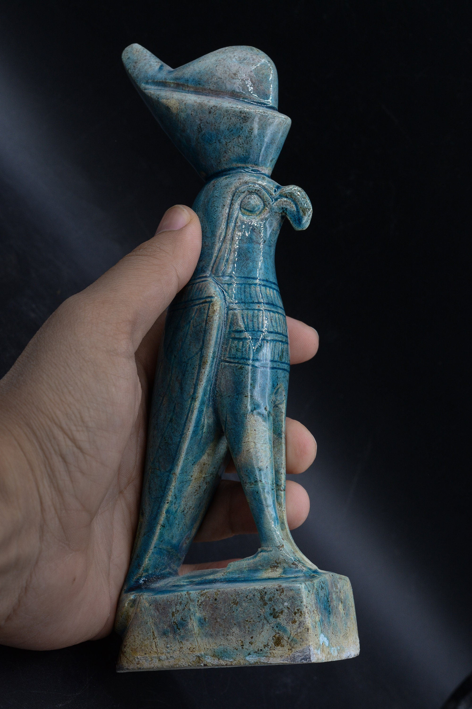 Statue Horus Falcon Bird God of Sky Sculpture Unique Stone Glazed Made ...