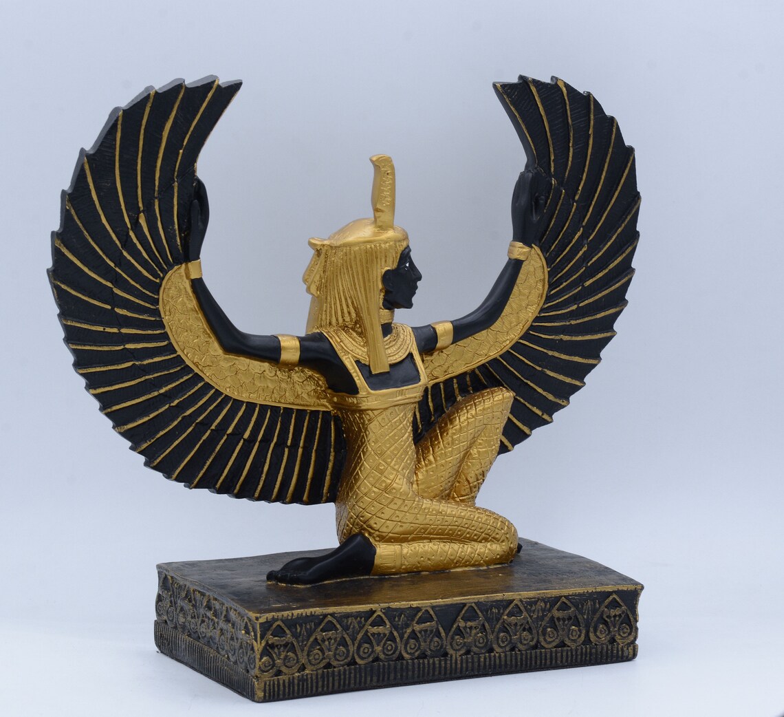 Egyptian Goddess maat Open Wings Statue 2 color made in | Etsy