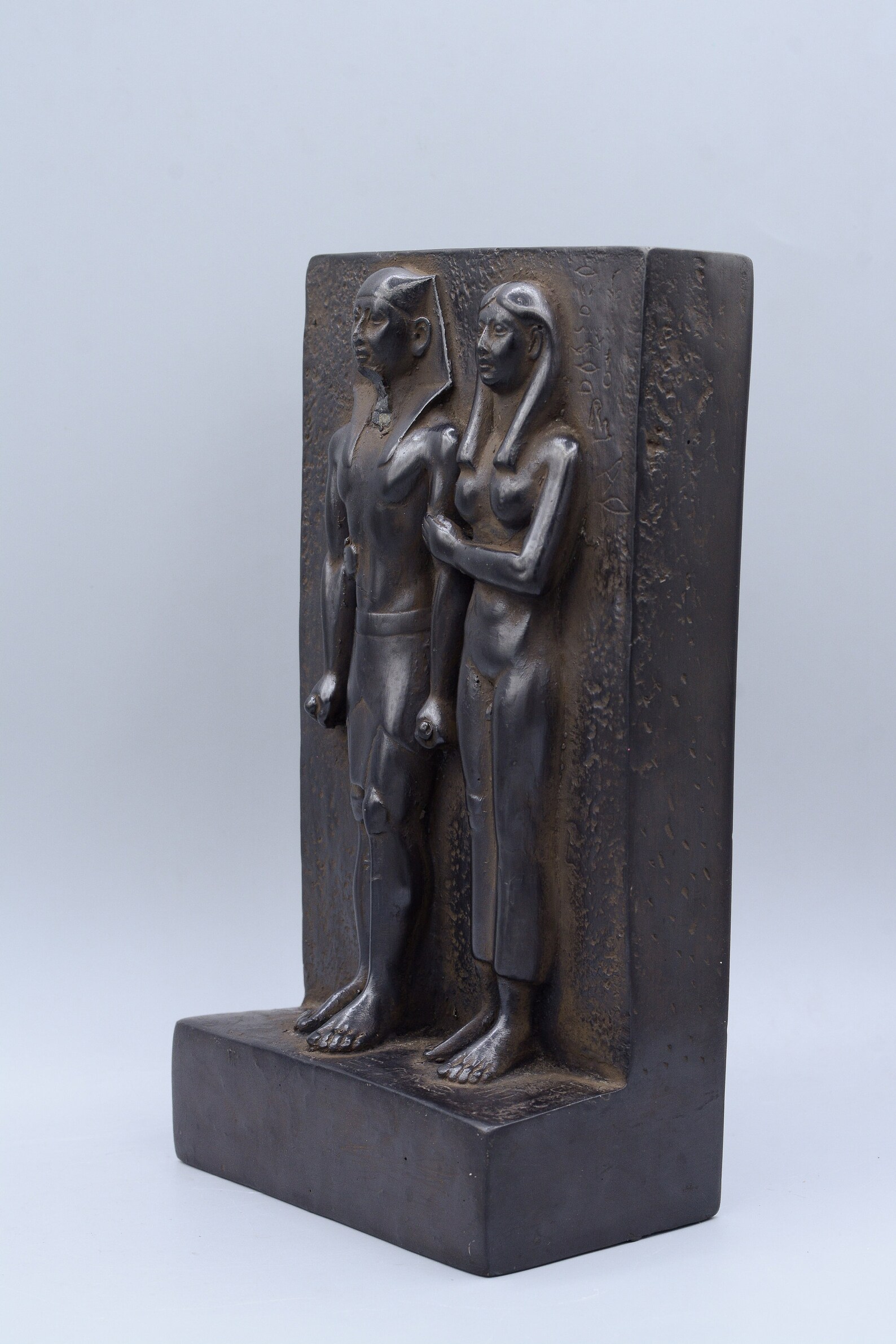 Statue of Pharaoh King Menkaure and His Wife Black Stela Heavy Made in ...