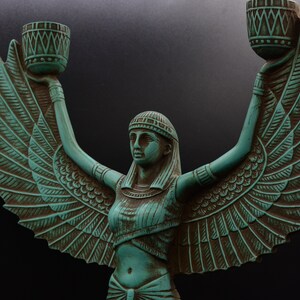 Statue Isis Wings Green Goddess of Healing and Magic Sculpture Stone ...
