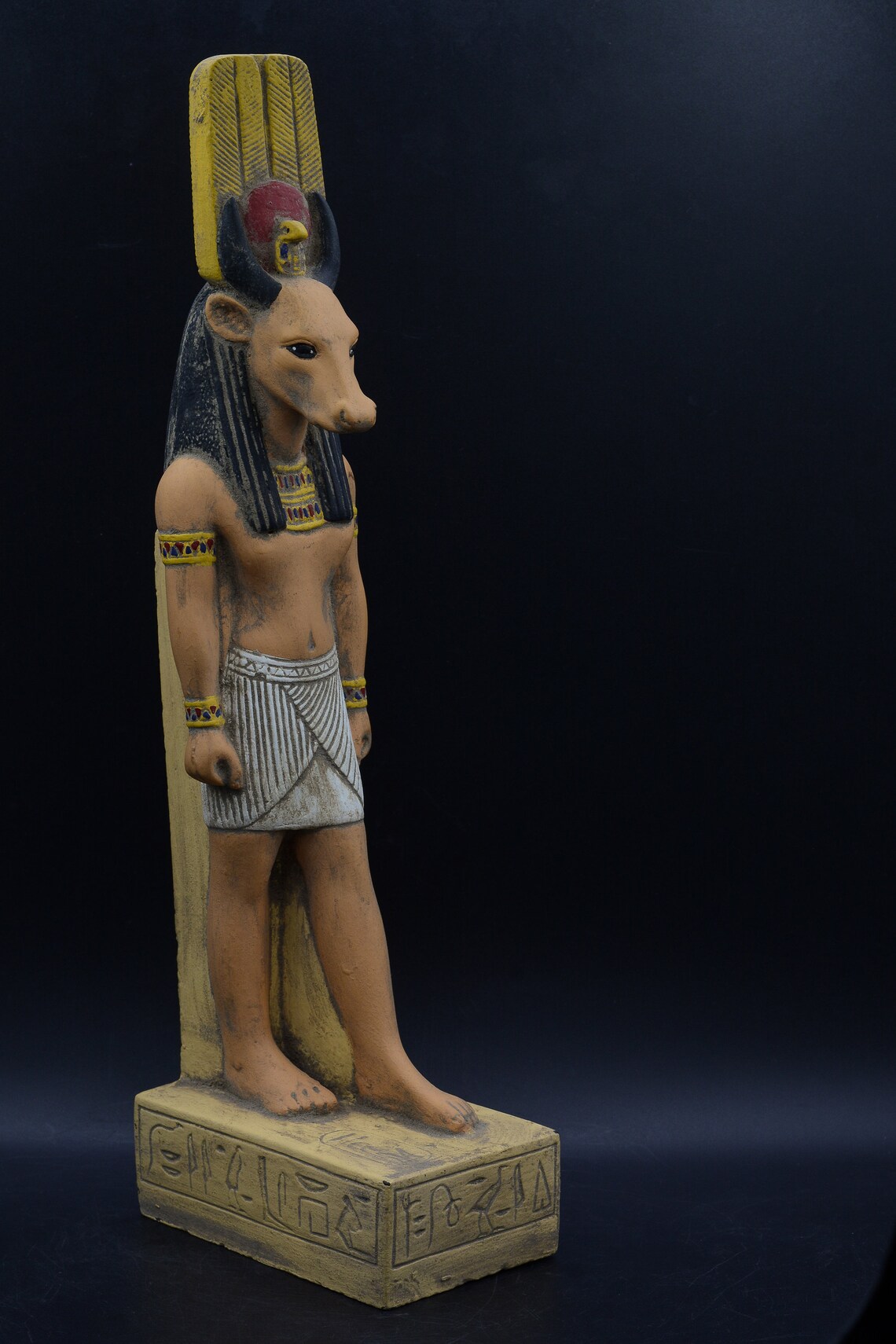 Unique Egyptian art heavy statue of the warrior god Montu | Etsy