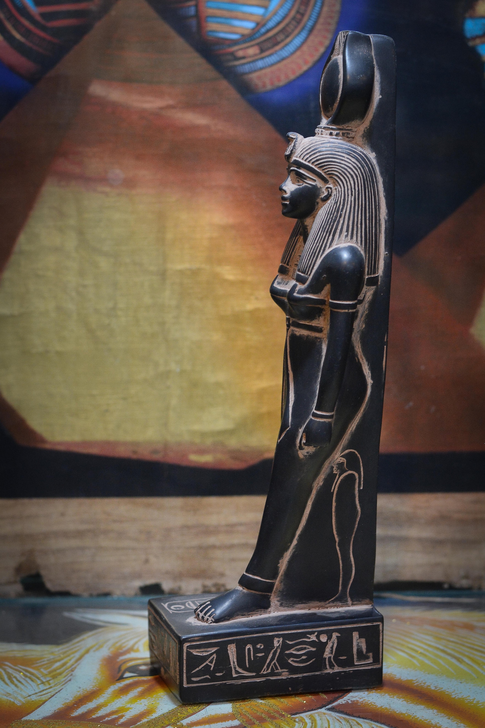 Statue of Goddess Isis Sculpture Black 2 Style Heavy Stone - Etsy