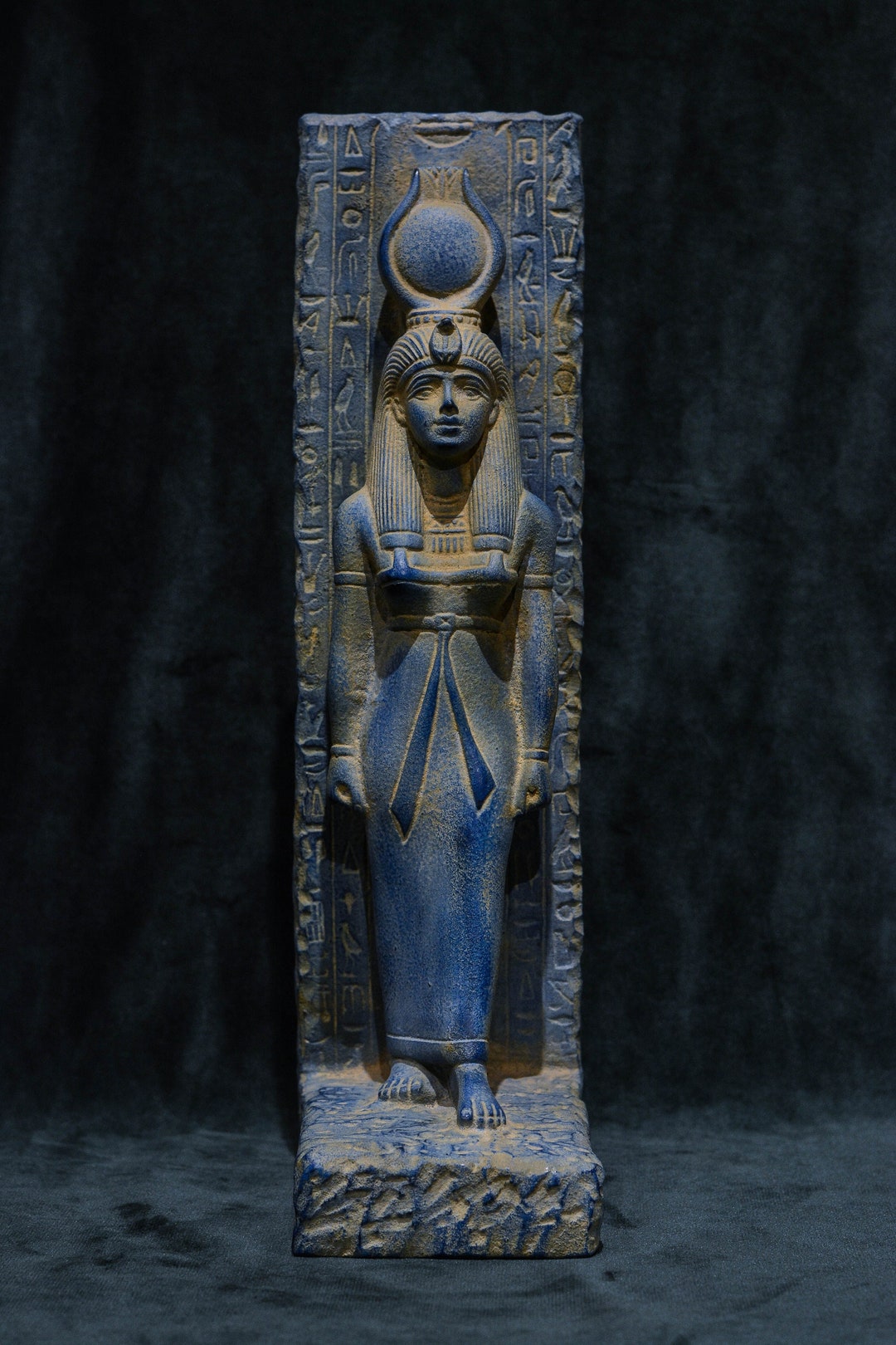 Unique Isis Statue Goddess of Healing and Magic Large Relief Heavy Blue ...