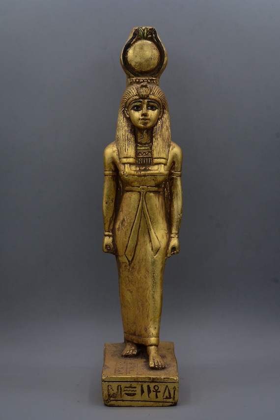 Statue Egyptian Goddess Isis Painted Gold Leaf Vintage Heavy | Etsy