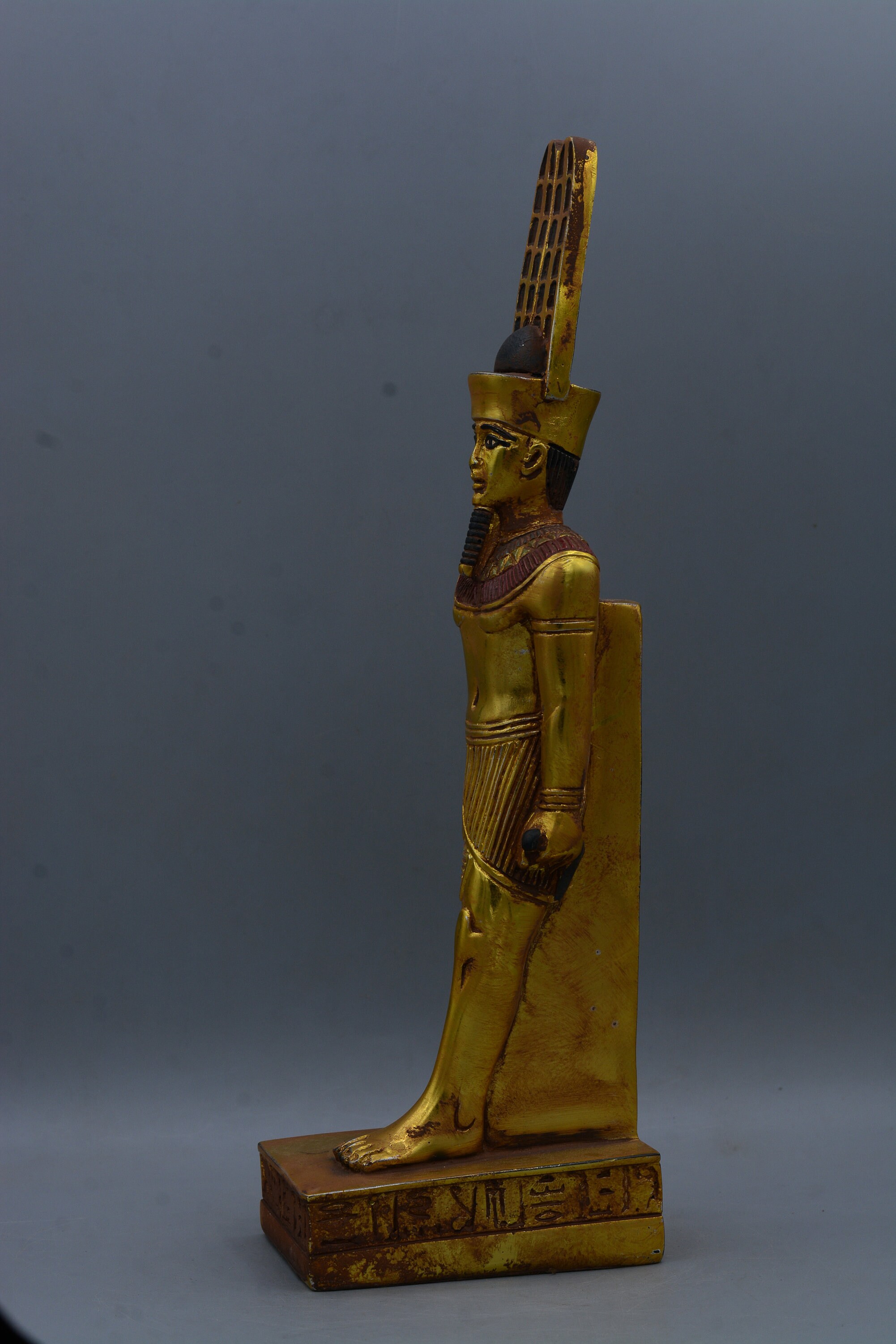 Statue of Egyptian Art Amun Ra Unique Gold Painted Stone Made in Egypt ...
