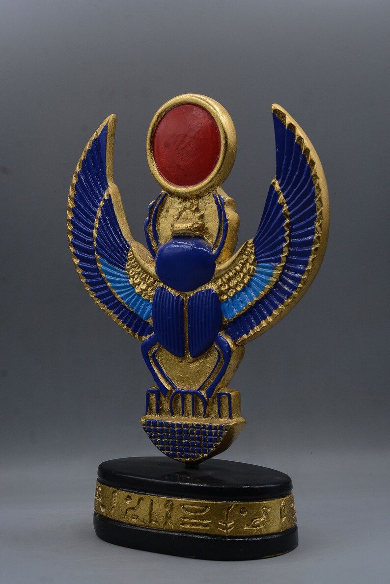 Winged SCARAB BEETLE Khepri With a Sun Disk Above Its Head EGYPTIAN Art ...
