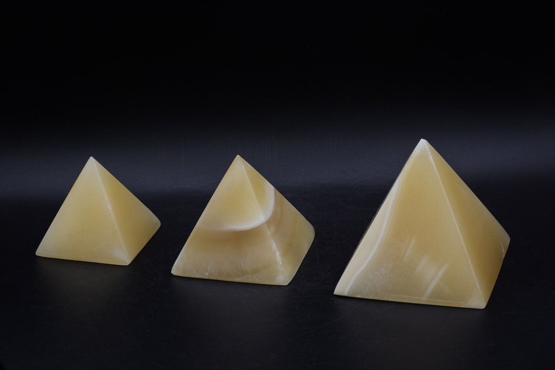 Egyptian Art Decor Set of 3 Pyramids Alabaster Heavy Stone - Etsy