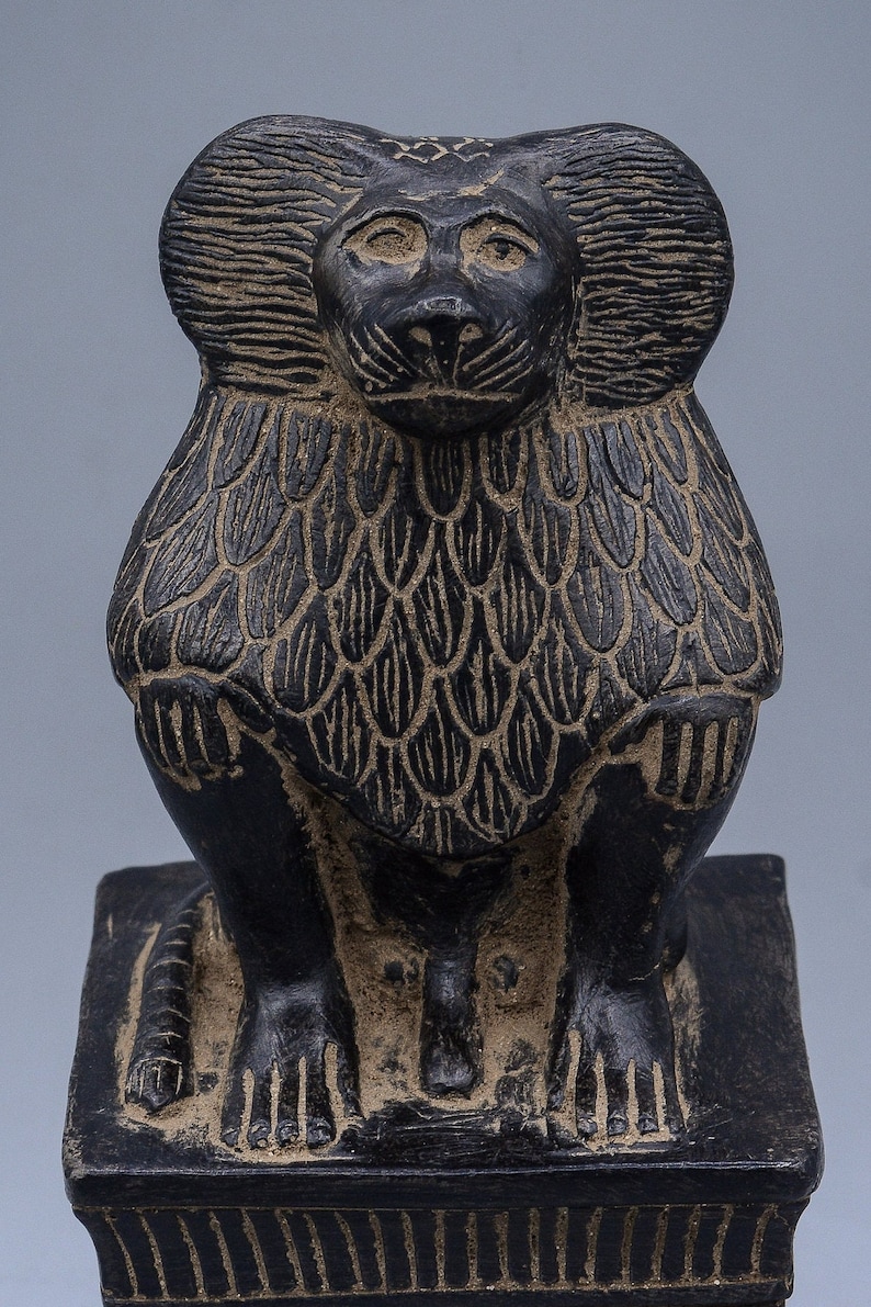 Statue of Thoth Baboon Seated Monkey (moon God Thoth) and Wisdom ...