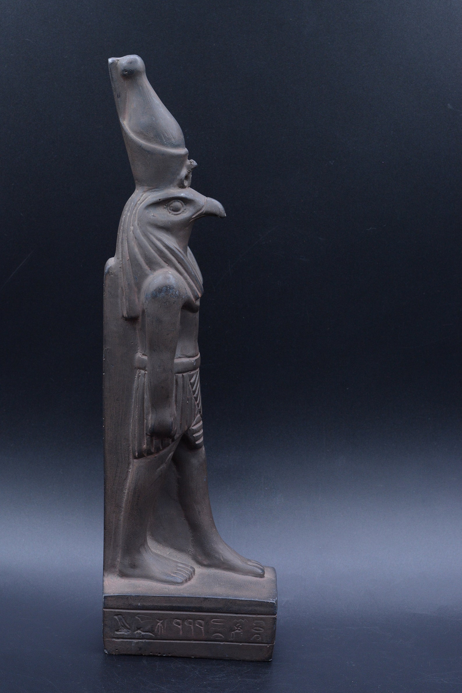 Statue of Ancient Egyptian Falcon Bird God Horus 2 Size Dark Stone Made ...