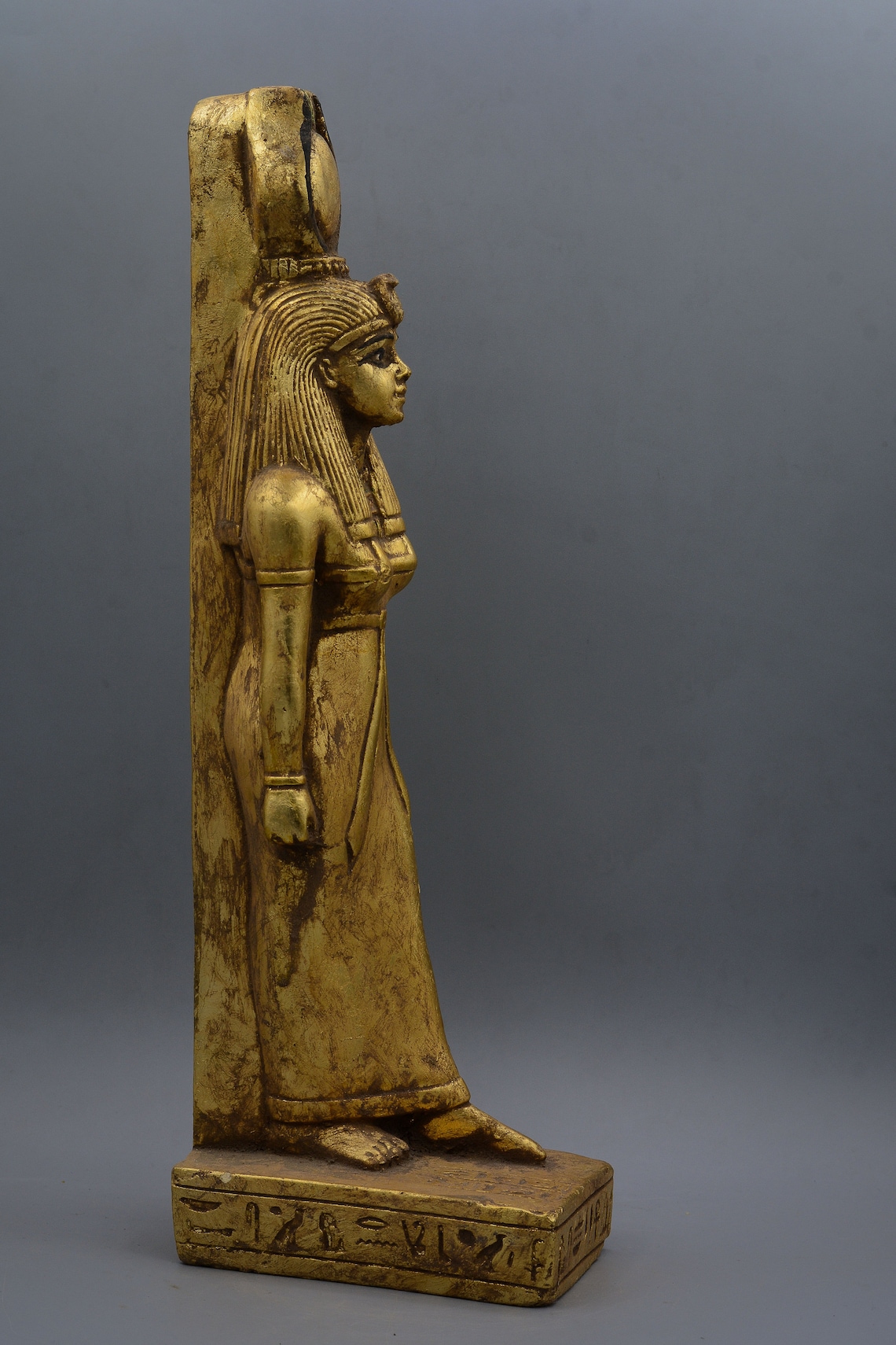 Statue Egyptian Goddess Isis Painted Gold Leaf Vintage Heavy - Etsy