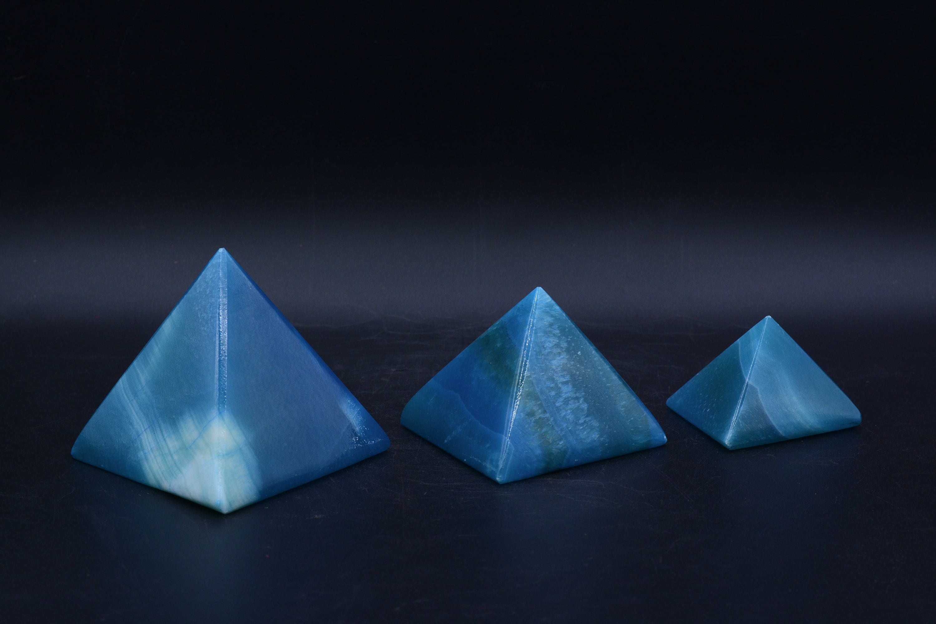 Egyptian Art Set of Pyramids 3 Color Blue Green Red - Etsy