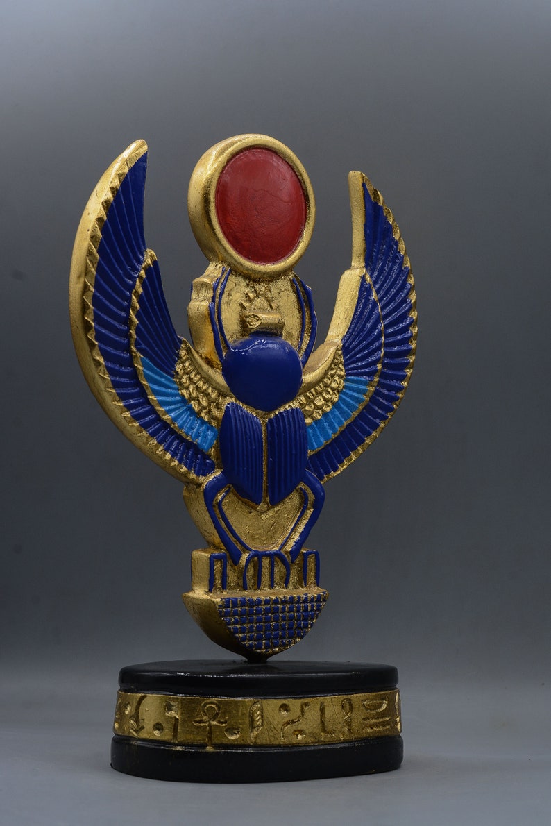 Winged SCARAB BEETLE Khepri With a Sun Disk Above Its Head EGYPTIAN Art ...