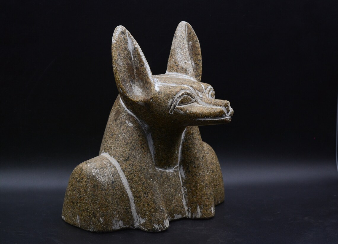 Vintage Egyptian God Anubis Large Statue Heavy Carved Granite - Etsy
