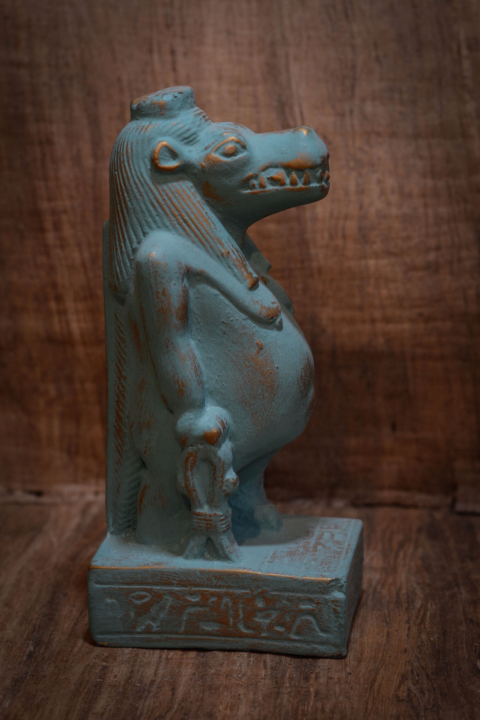 Statue Taweret Hippos Sculpture “goddess of Childbirth” Blue / Green ...