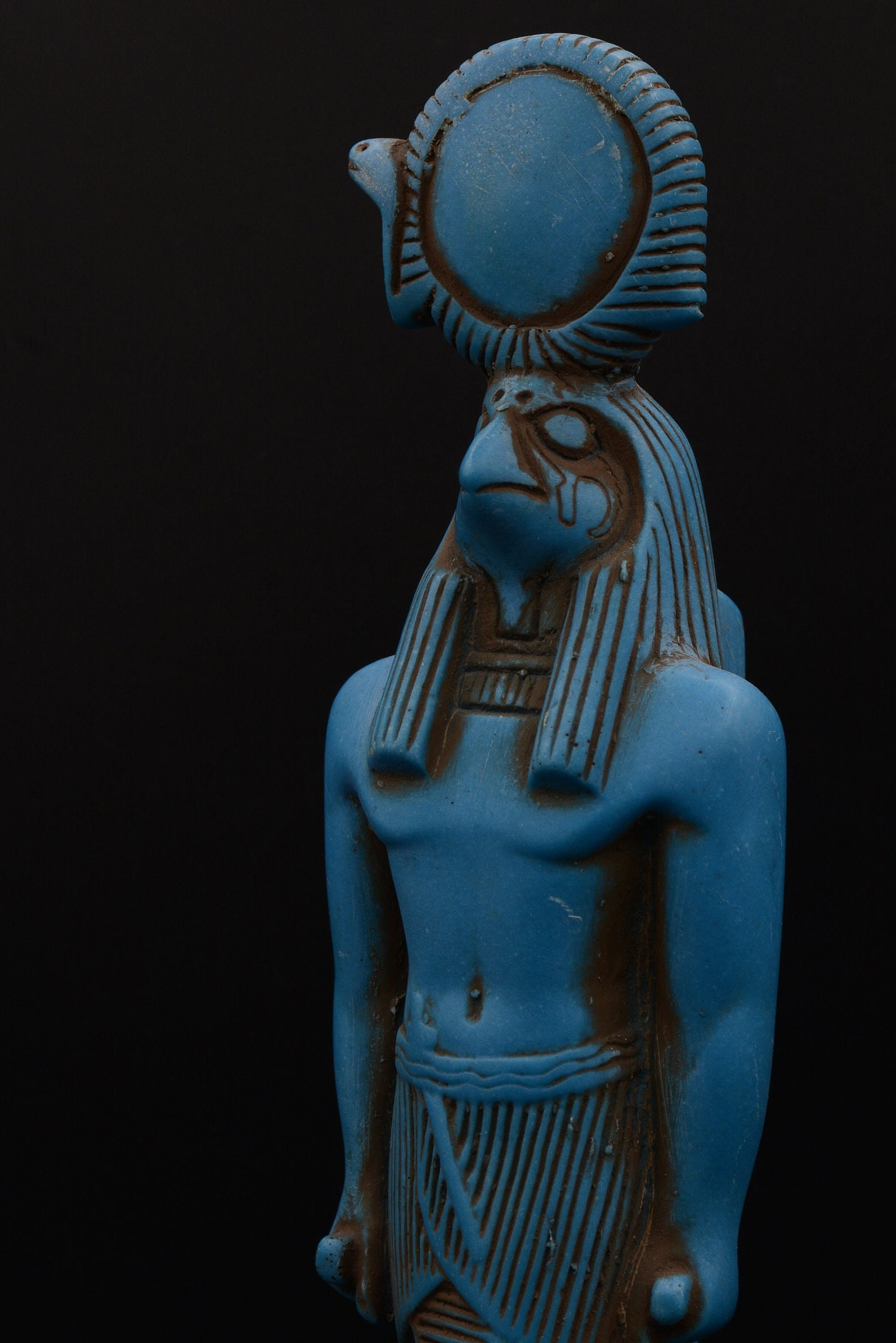 Statue of Ra Harakhte Sun God Crowned With a Solar Disk Blue Ancient ...