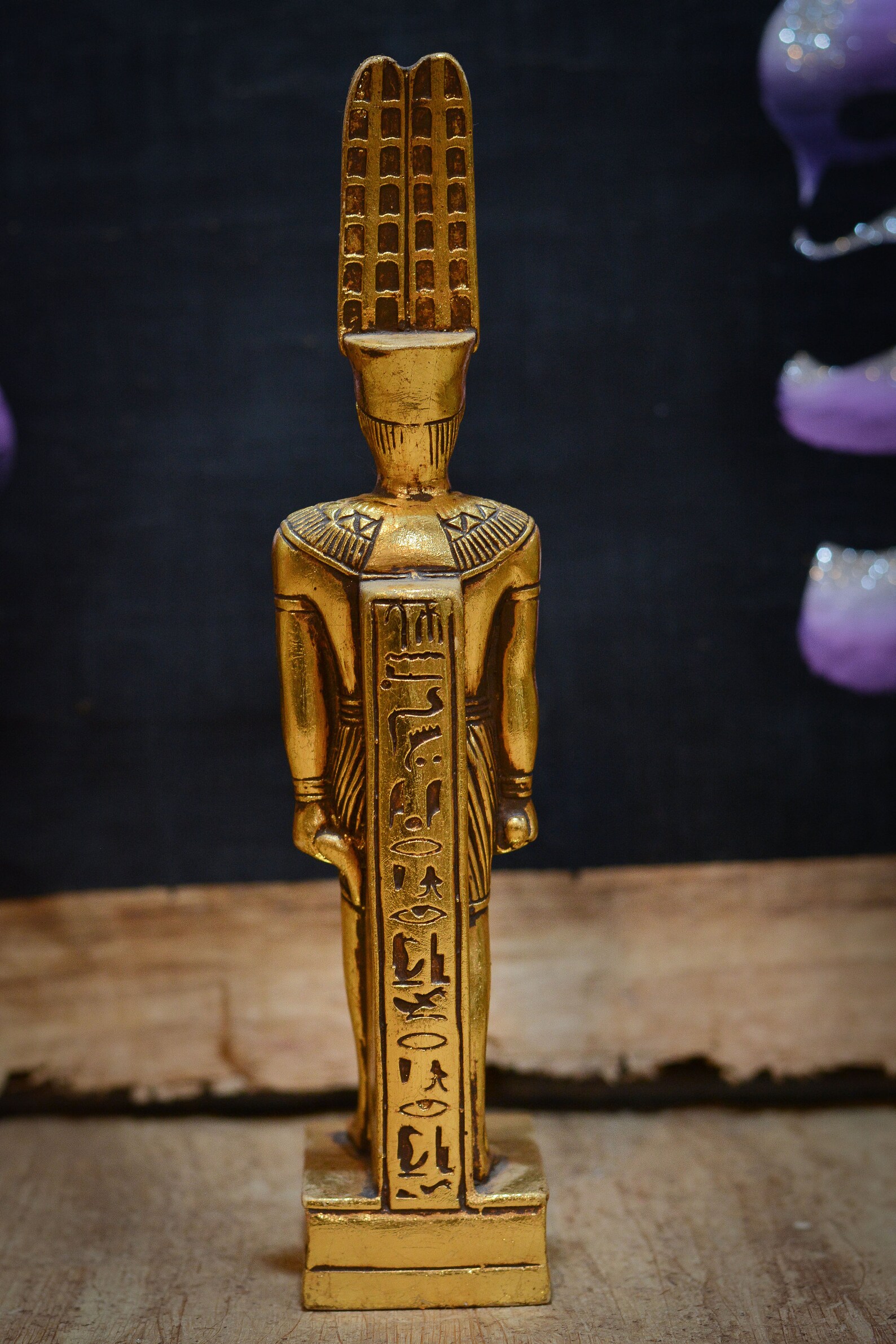 Statue of Egyptian Art Amun Ra Black / Gold Leaf Made in Egypt - Etsy UK