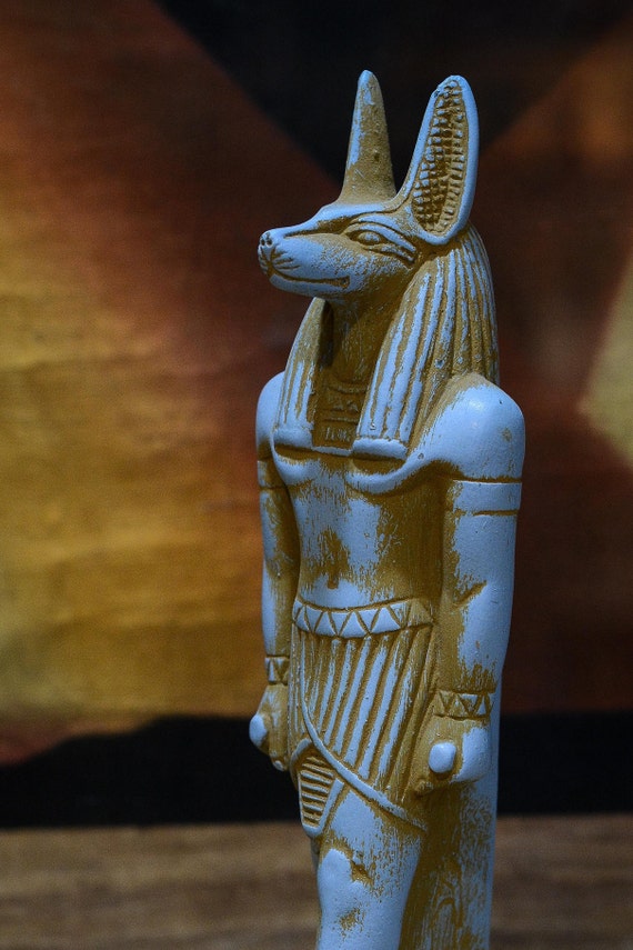 Unique statue Anubis God of the dead and judgment blue stone heavy made ...