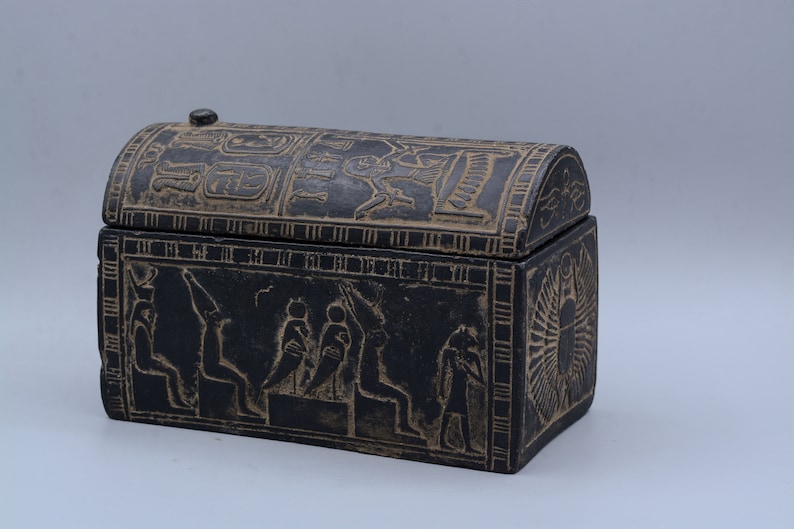 Unique Egyptian Art Box Decorated Pharaonic Inscriptions Black Heavy ...