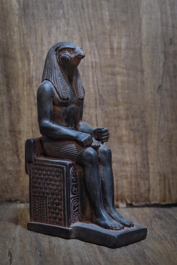 Statue Falcon Headed God Horus Seated Sculpture Heavy Black | Etsy