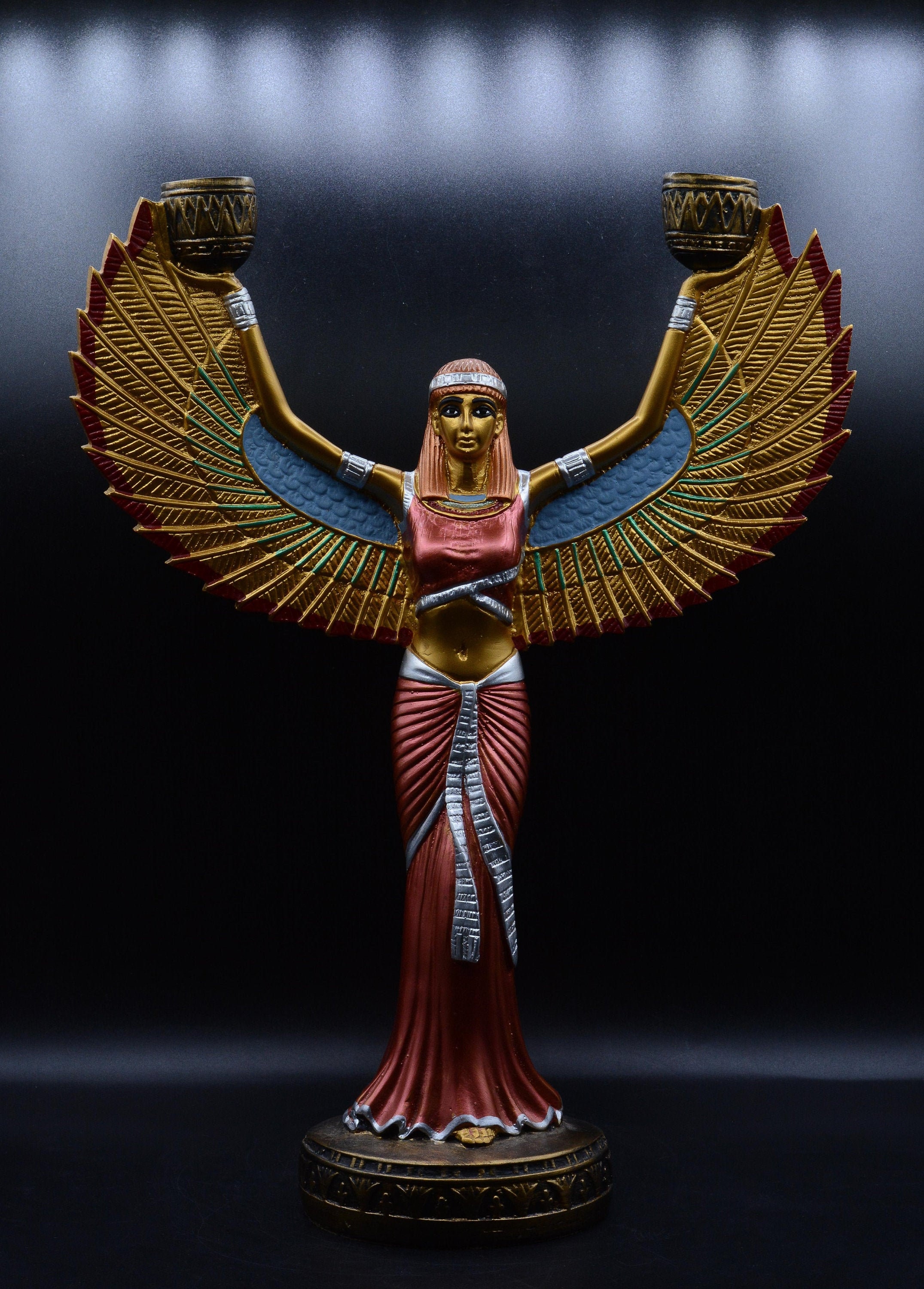 Statue Isis Goddess Wings Large Candlestick Holder Hand Painted (3 ...
