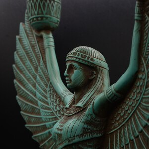 Statue Isis Wings Green Goddess of Healing and Magic Sculpture Stone ...