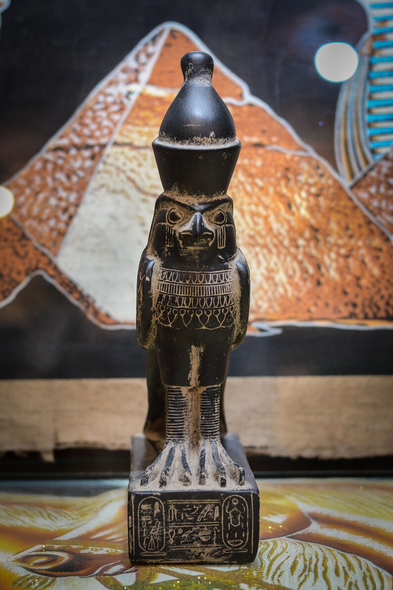 Statue of Horus god Falcon Bird Sculpture large black blue | Etsy