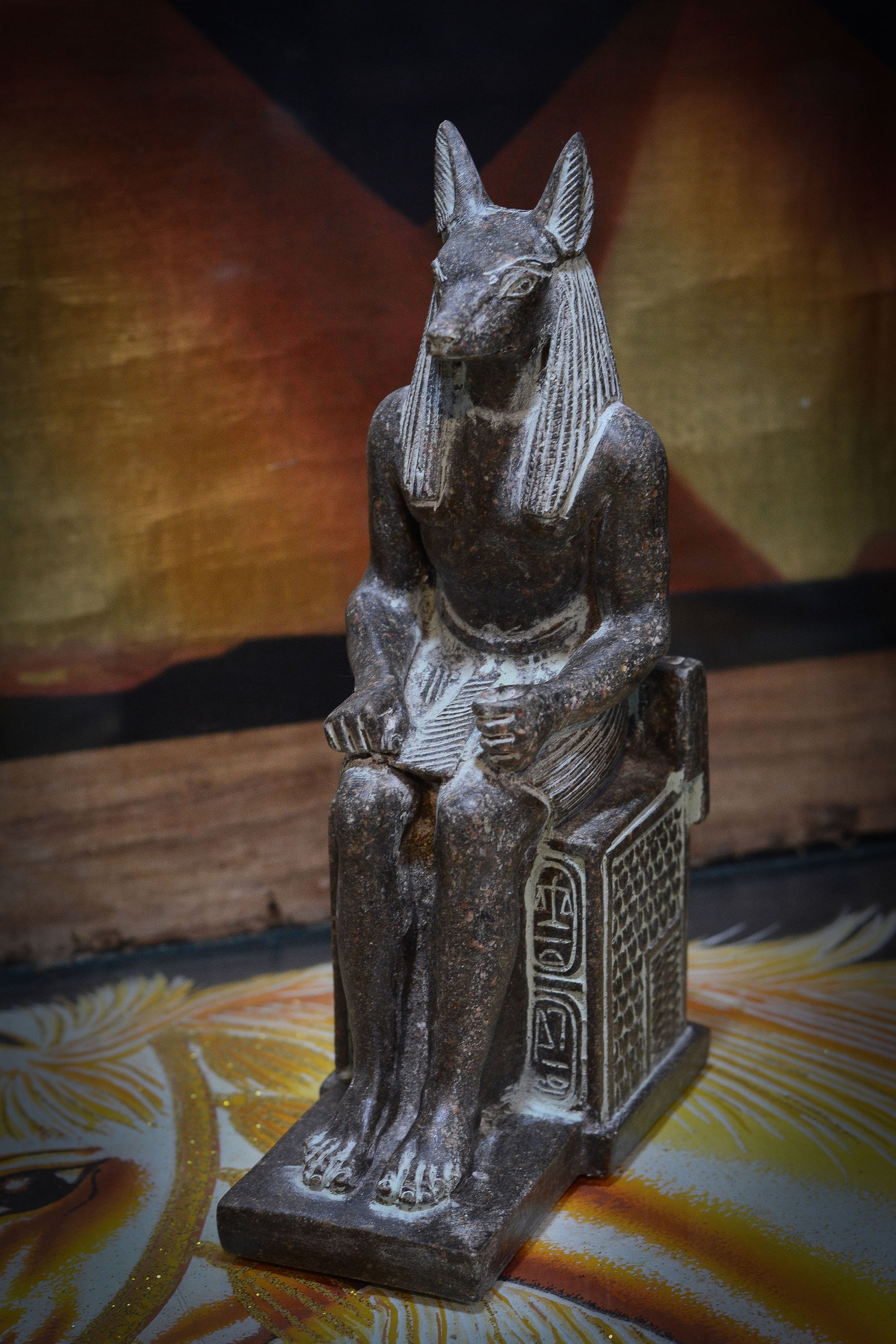 Seated Anubis statue God of Death Sculpture granite stone | Etsy