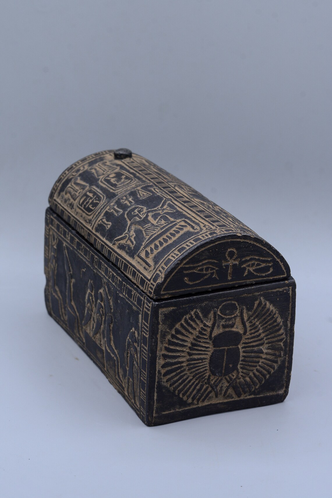 Unique Egyptian Art Box Decorated Pharaonic Inscriptions Black Heavy ...
