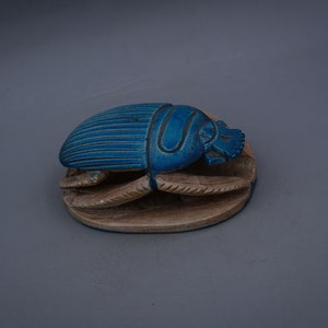 Blue Beetle Scarab Amulet Sculpture Carved Stone Vintage Egyptian Art ...