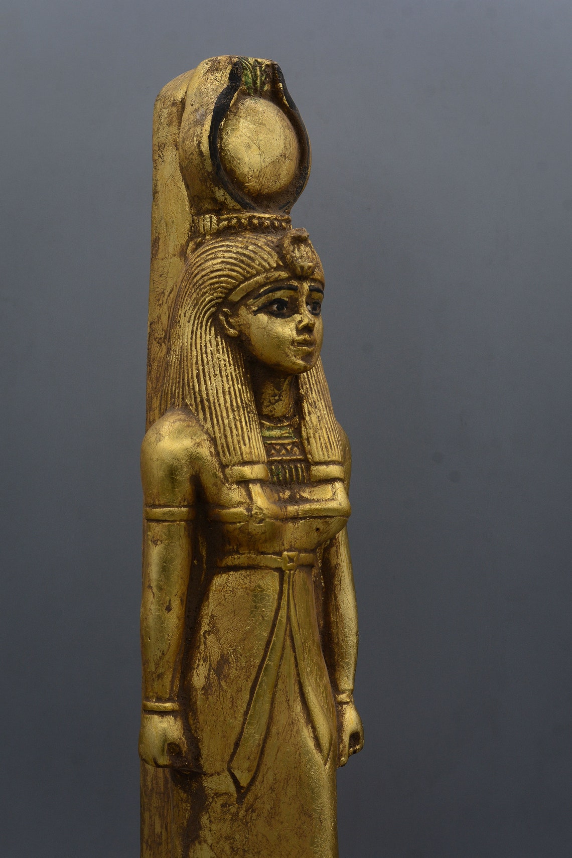 Statue Egyptian Goddess Isis Painted Gold Leaf Vintage Heavy - Etsy