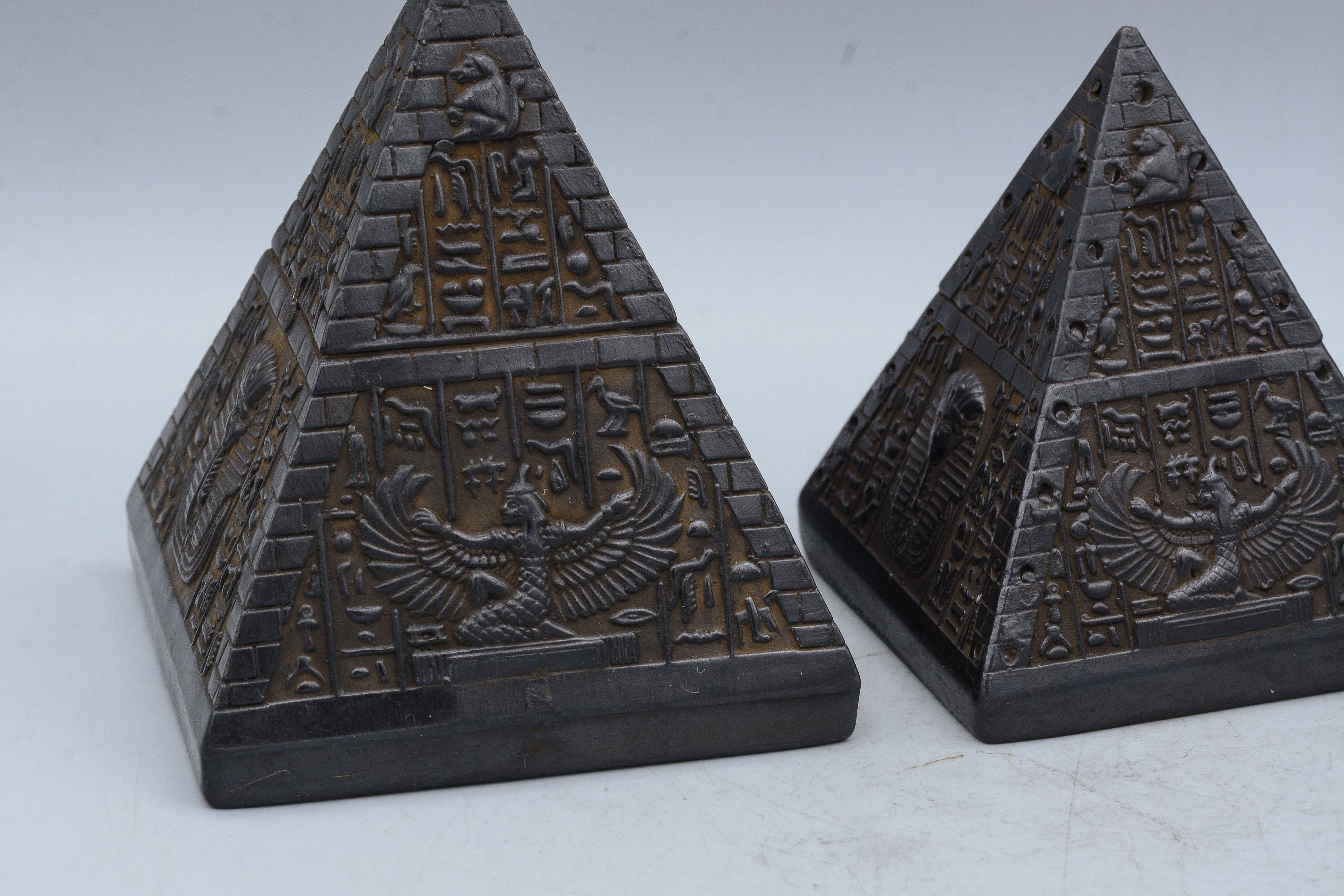 Set of 3 Pyramids Egyptian Art Pharaonic Inscriptions Black 2 | Etsy