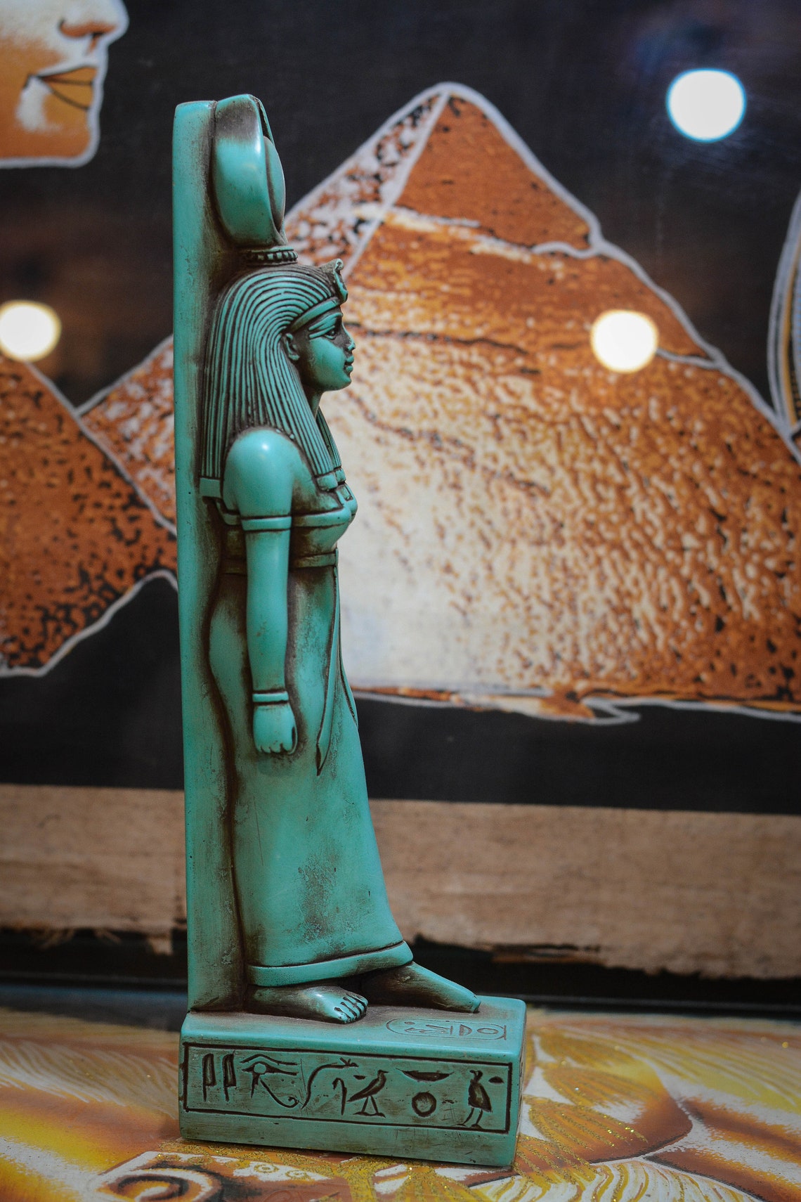 Egyptian statues Isis and her husband Osiris Sculpture green | Etsy