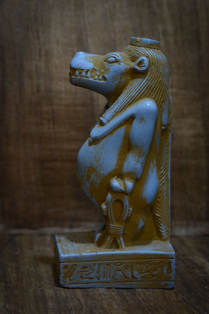 Statue Taweret Hippos Sculpture goddess of Childbirth Blue / | Etsy