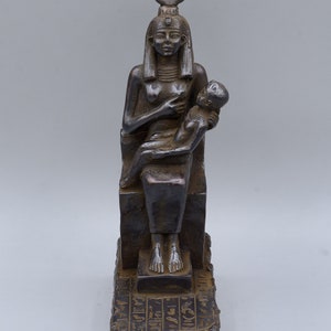 Statue of Isis Goddess of Healing Nursing the Child Horus Black Unique ...