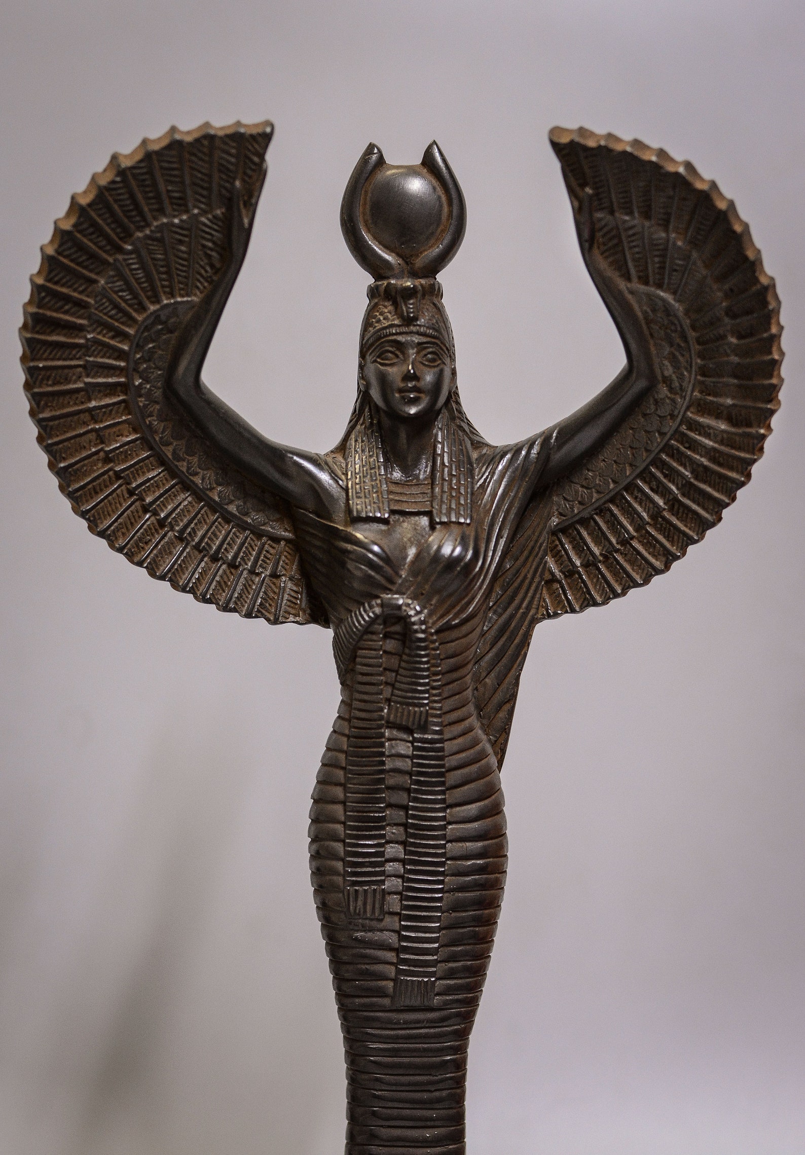 Statue of Egyptian Goddess Isis Opening Wings of Protection Large Black ...